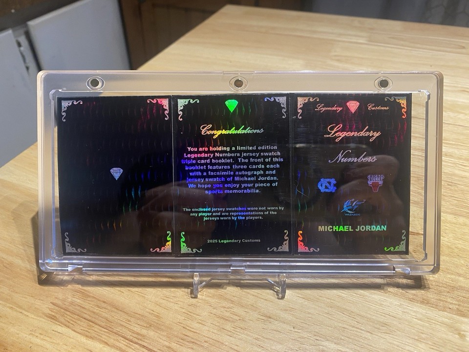 Legendary Numbers Michael Jordan 3 Card Jersey Swatch Refractor Booklet ...