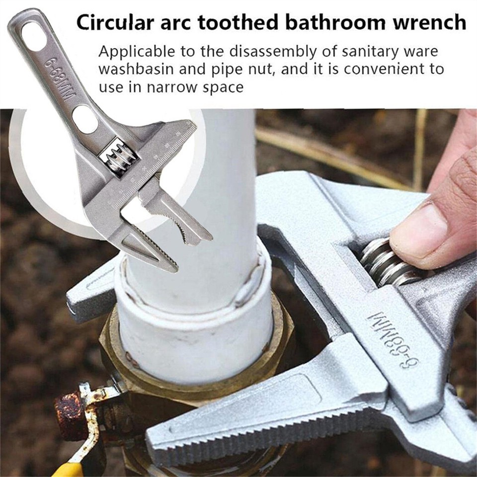 2 In 1 Heavy Duty Wide Mouth Wretch Spanner Pipe Adjustable Jaw Opening ...