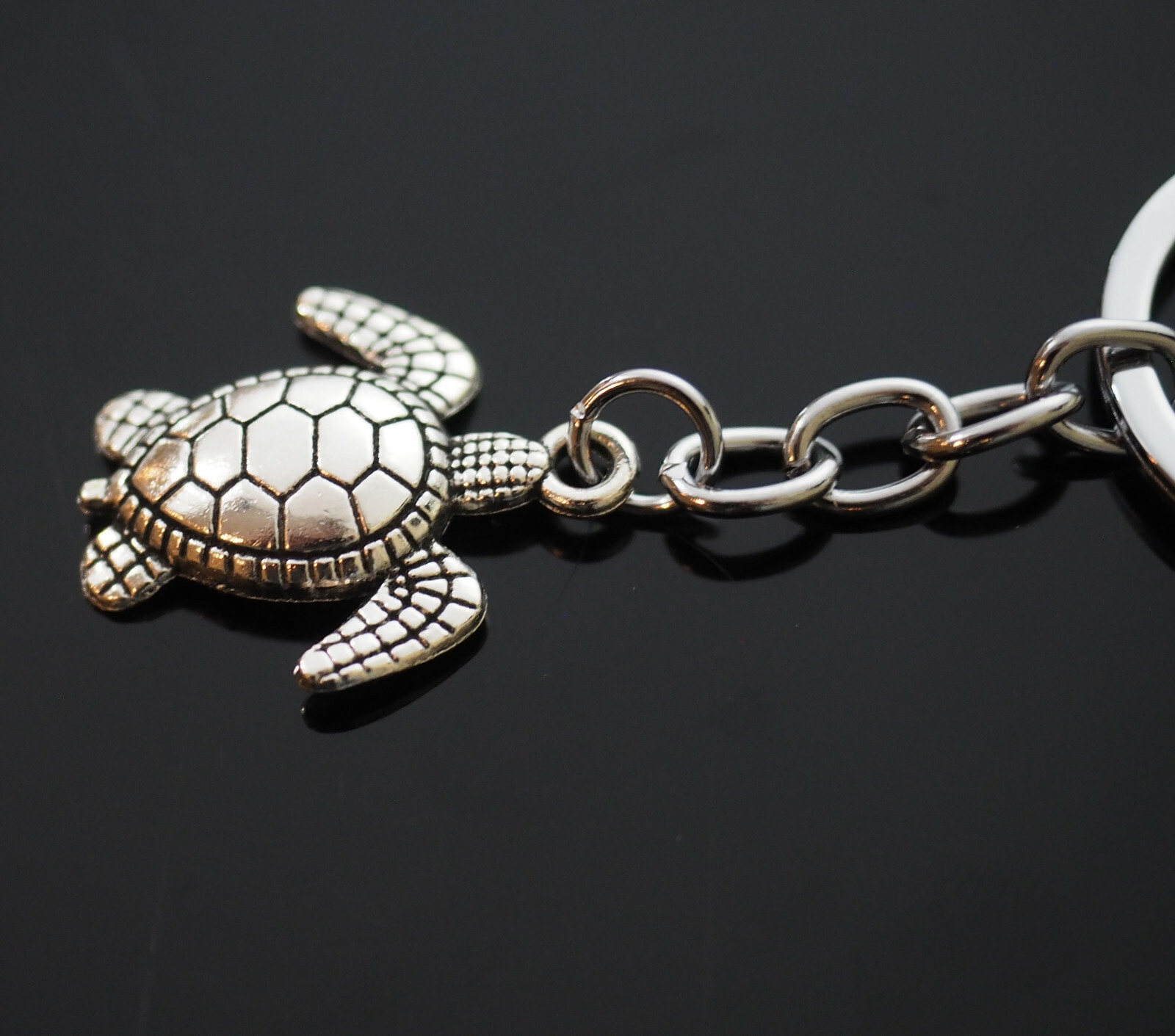 Sea Turtle Tortoise Keychain Silver Steel Gift 26x23mm | eBay
