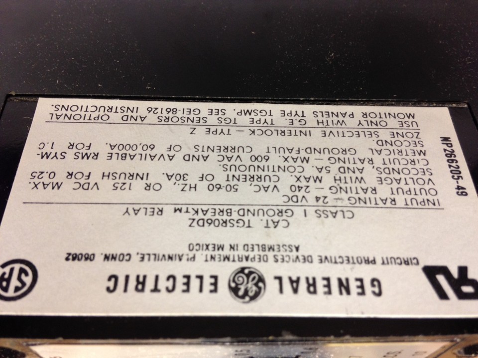 TGSR06DZ GE Ground Fault Relay NIB 24VDC Type Z | eBay