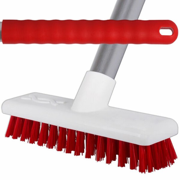 3 Red Stiff Bristle Floor Sweeping Deck Scrub Brush Brooms & Strong ...