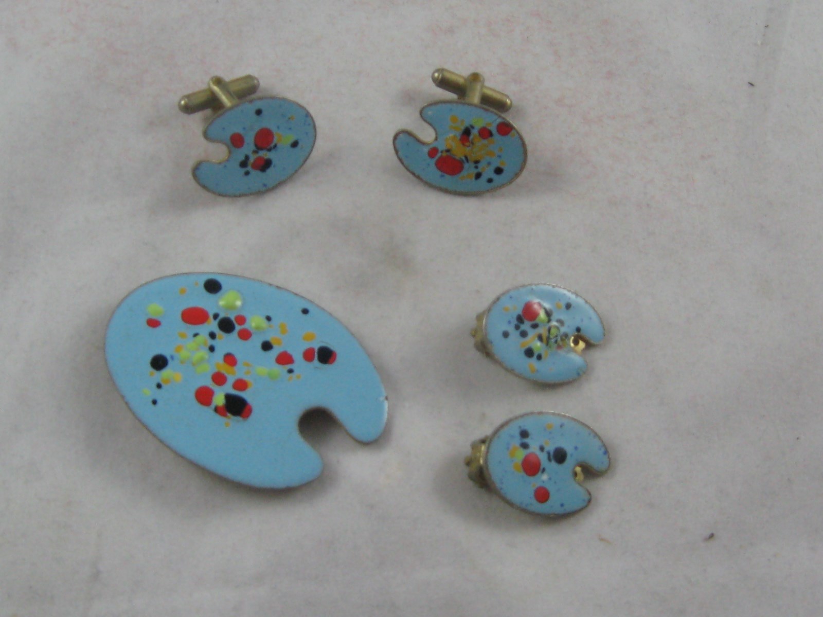 Vintage Enamel Color Palette Safety Pin - EARINGS & C… - Gem
