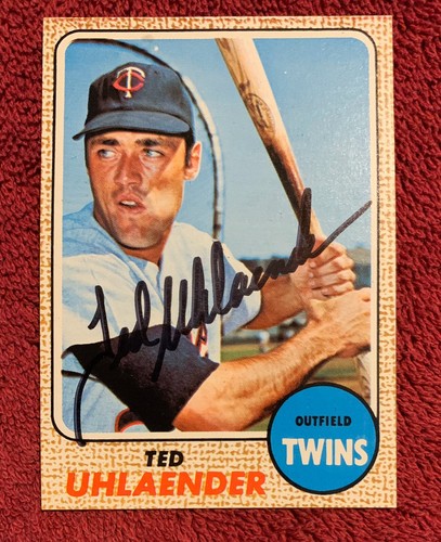 Ted Uhlaender 1968 Topps Card #28 Cincinnati Reds Autograph! Big Red ...