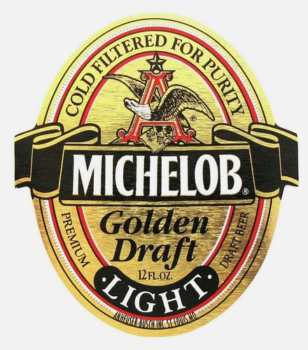 Anheuser Busch MICHELOB GOLDEN DRAFT LIGHT gold foil oval beer label MO ...