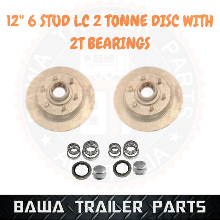GALVANISED 6 STUD LC 2 TONNE DISCS WITH 2T BEARING KIT ! Trailer Disc ...