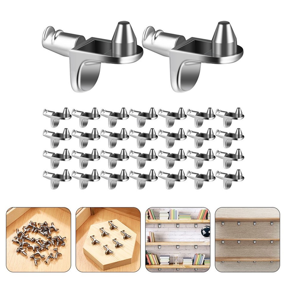 30 Pcs Metal Shelf Brackets Stainless Steel Pegs Cabinet Shelves | eBay ...