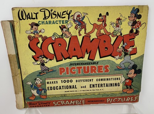 Vintage 1940s Disney Character Scramble Interchangeable Pictures Plane ...