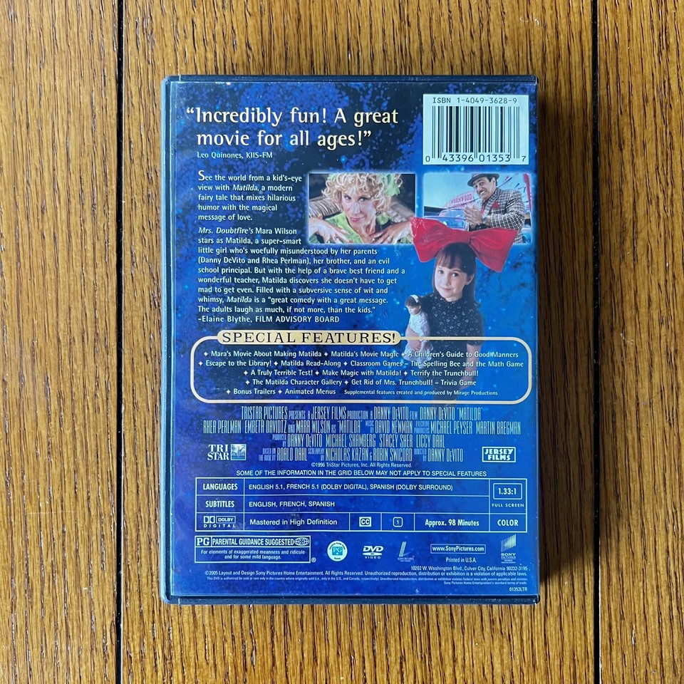 Matilda DVD Danny DeVito, Rhea Perlman | eBay