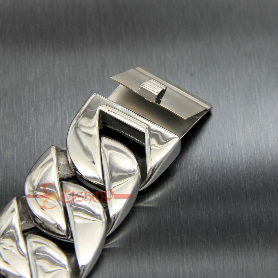 Heavy 316L Stainless Steel 31MM Wide Silver Cuban Curb Link Chain Men's ...