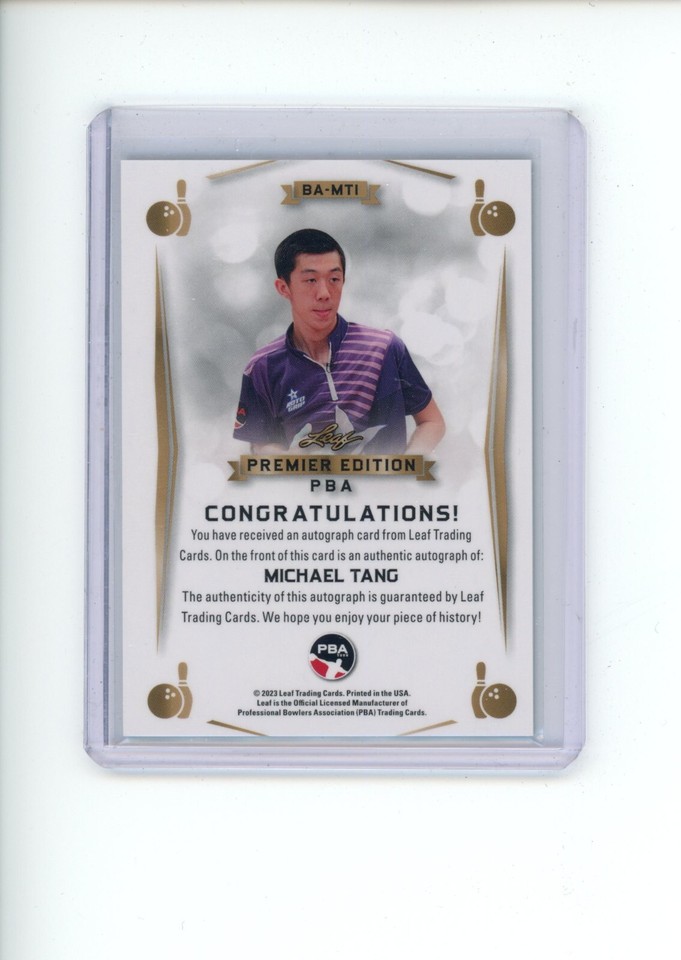 2023 Leaf PBA Premier Edition Bowling Michael Tang Green Foil Auto 7/8 ...