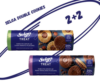 Selga Double Cookies Hazelnut Filling & Milk Chocolate Filling 2 Pack 7 ...