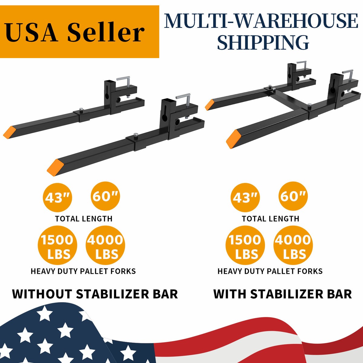 Clamp On Bucket Forks 2000lb AUTOSAVER88 Clamp-On Pallet Forks For ...