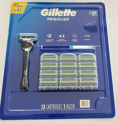 Gillette Proglide Razor Blade Refills 13 Cartridges + Razor, NEW FREE ...