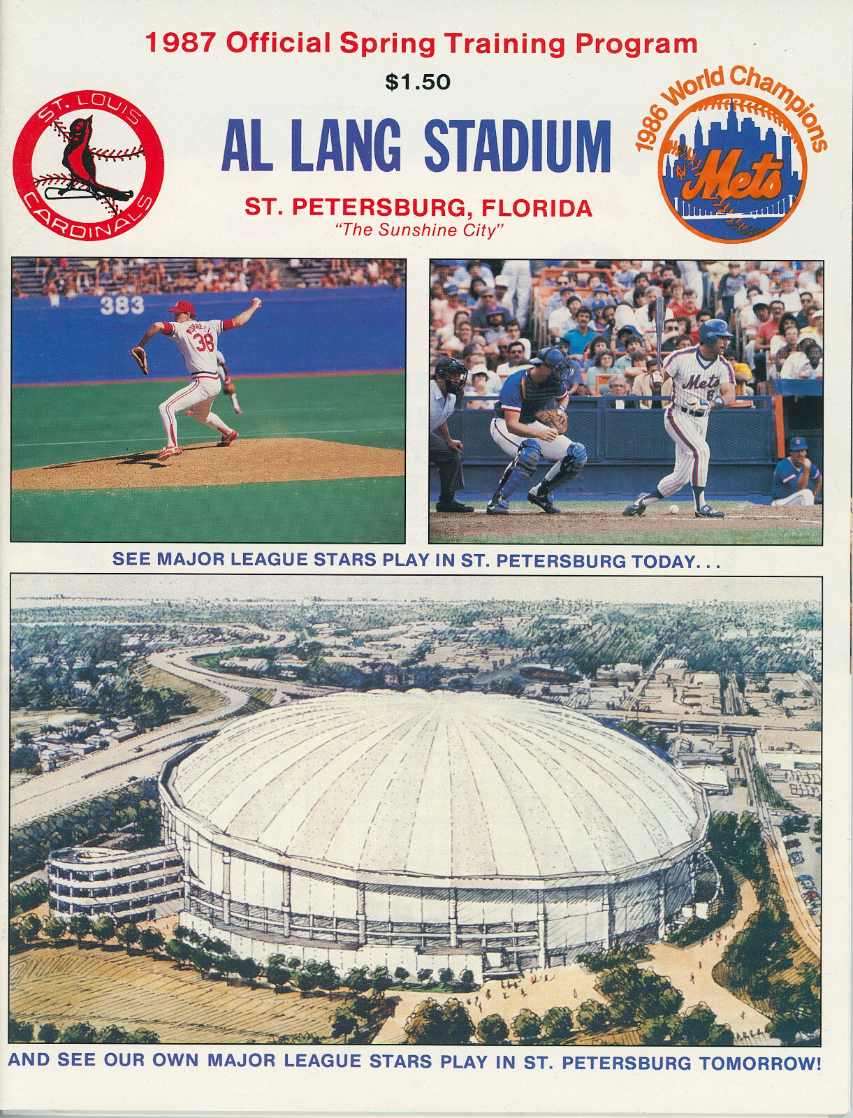 1987 AL LANG STADIUM Spring Training Program and Scorecard METS v ...