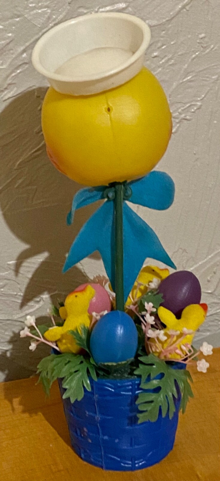 Rare Vintage 50s Easter Duck Chick In Basket Flocked Peeps Eggs Hong ...