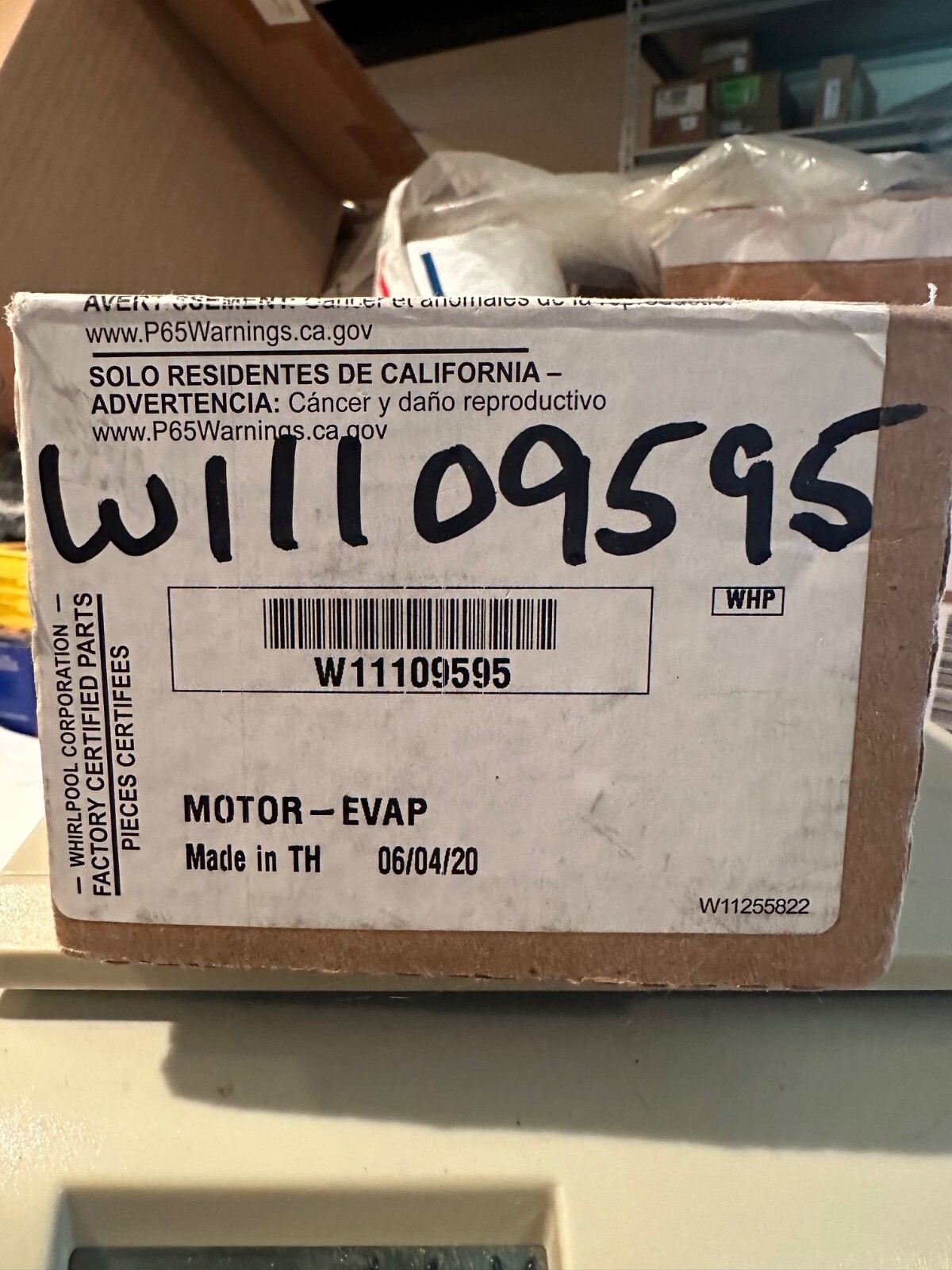 New Genuine OEM Whirlpool Refrigerator Evaporator Fan Motor W11109595 ...