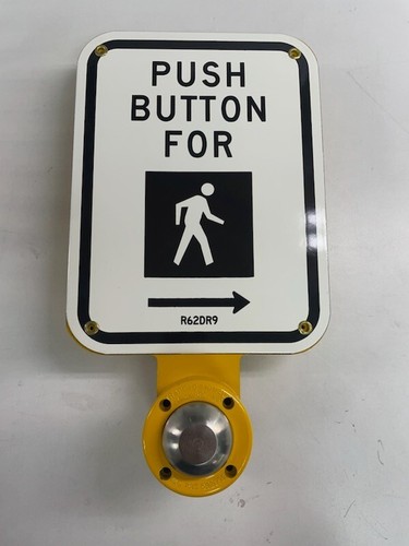 Crosswalk Pedestrian Traffic Signal Push Button, Porcelain Sign R62D ...