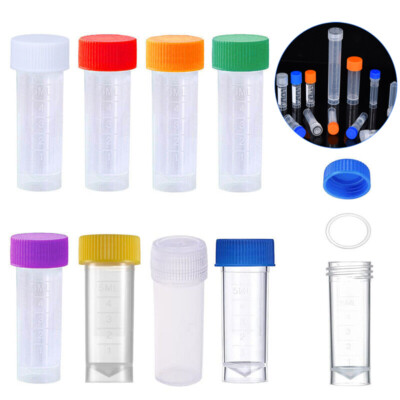 Plastic Screw Test Tube Vial Seal Cap Sample Container 1/1.5/2/5/10ML ...