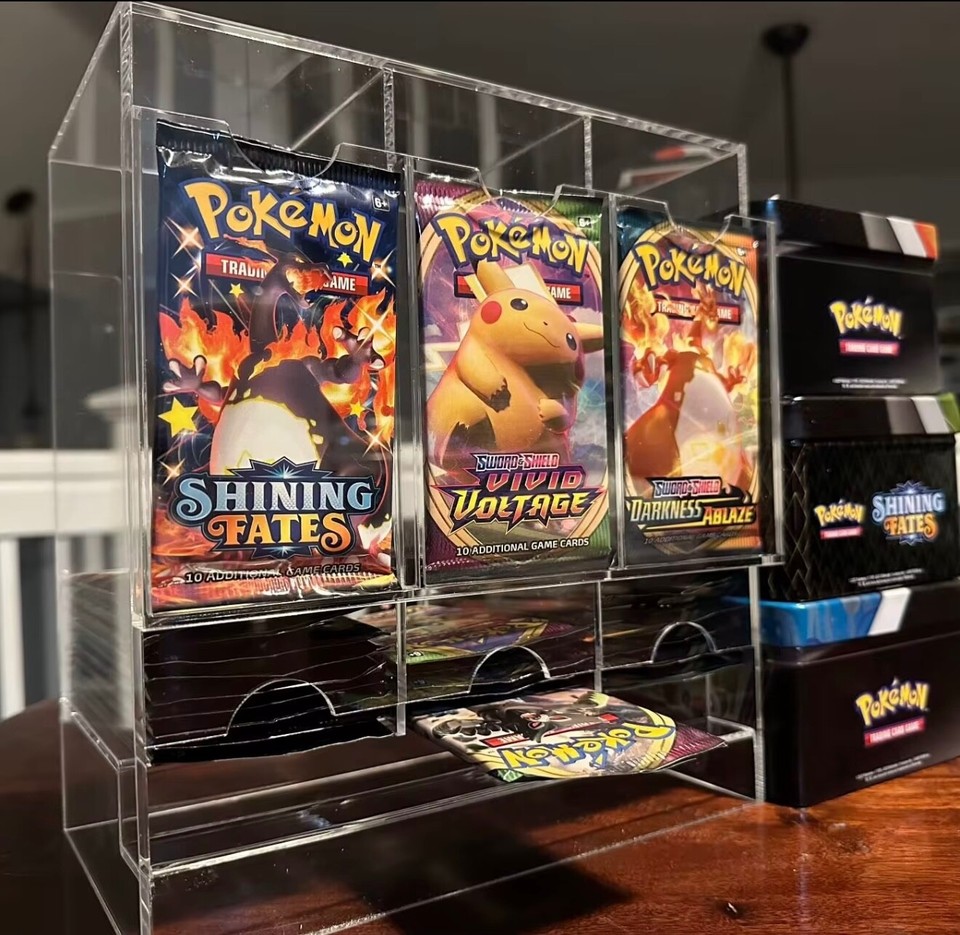 3 Slot Acrylic TCG Premium Booster Pack Dispenser/Display/Clear/Pokemon ...