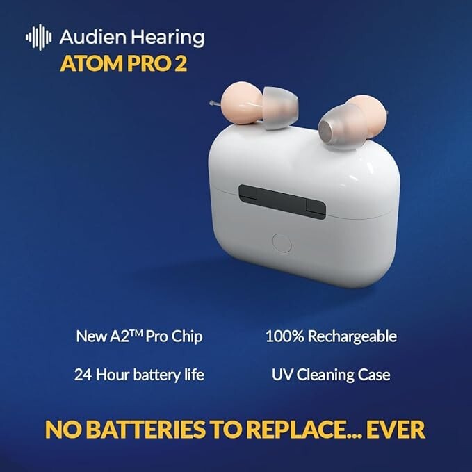 Audien Atom Pro 2 Rechargeable OTC Hearing Aids - Brand New! Free ...
