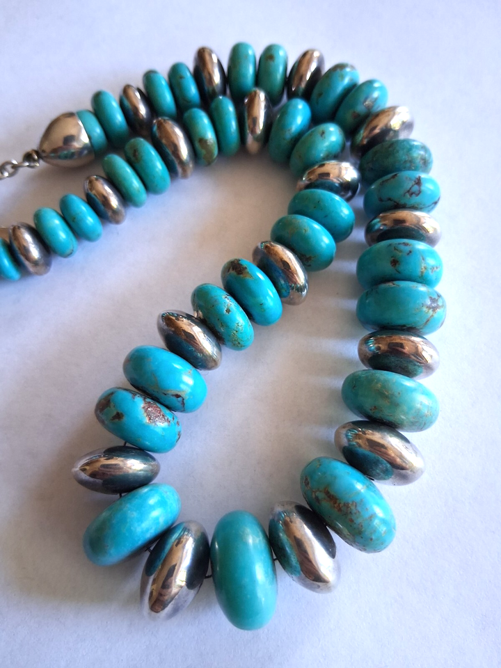 Sterling silver turquoise bead necklace | eBay