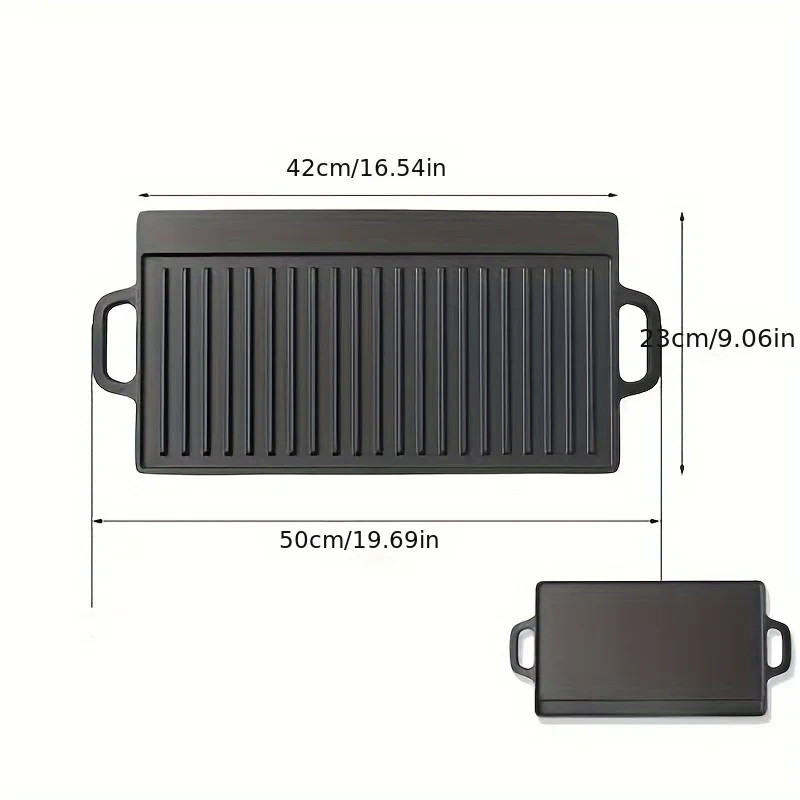 Cast Iron Baking Tray Can Be Flipped Double-sided Barbecue Tray | eBay ...