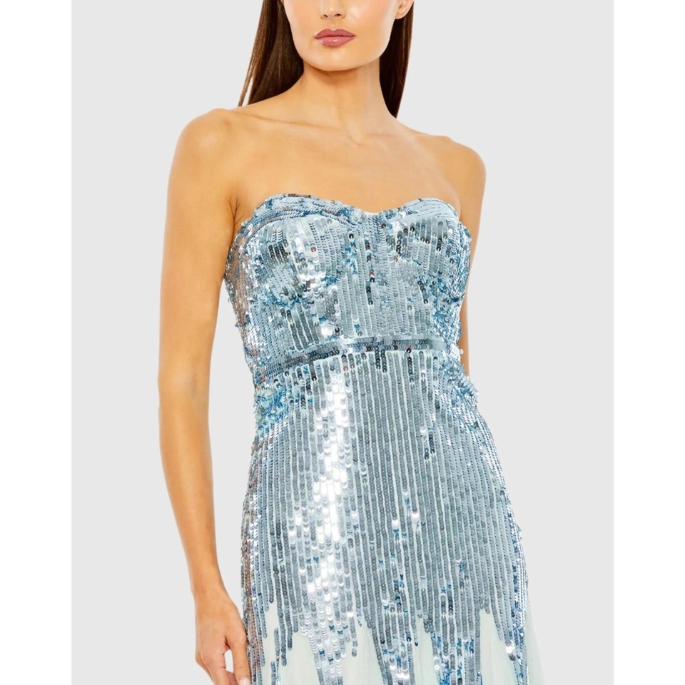 Mac Duggal NWT Sleeveless Sequin Mesh Dress in Ice Blue Size 0 | eBay