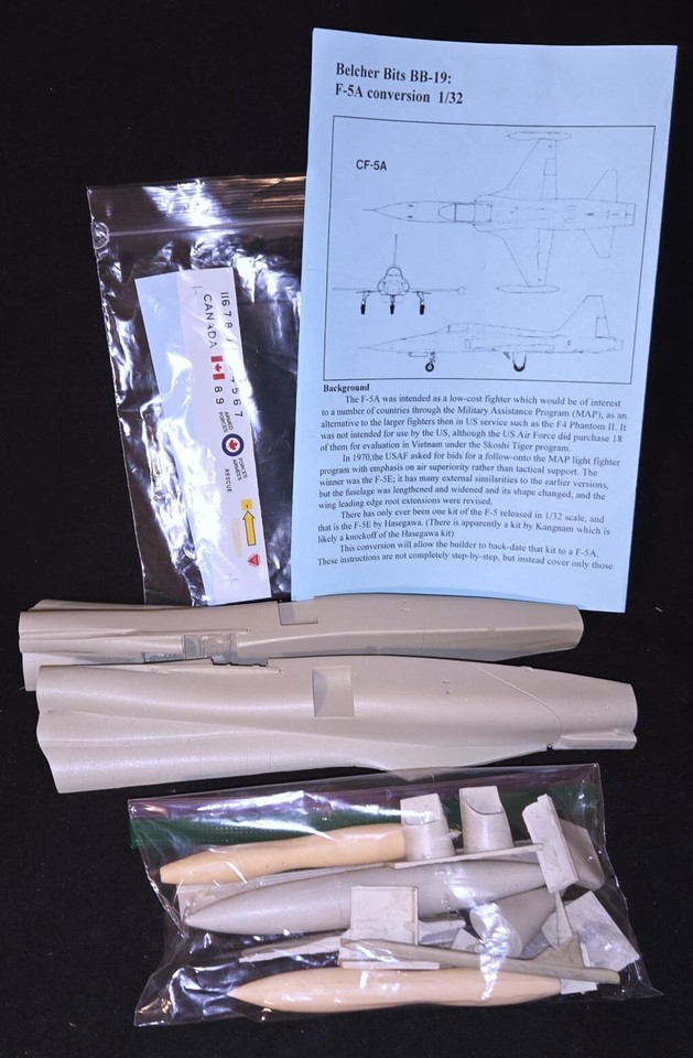 BELCHER BITS #BB-19 1/32 F-5A RESIN CONVERSION MODEL KIT (FOR HASEGAWA ...