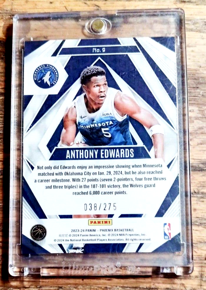 2023-24 Panini Phoenix - Paragon #9 Anthony Edwards Blue ice laser /275 ...