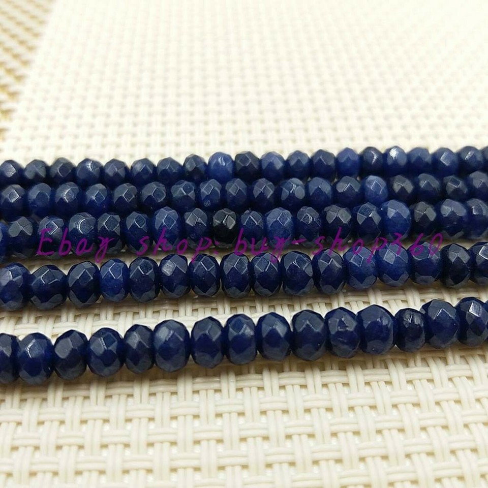 New 2x4mm Natural Faceted Blue Jade Gemstone Rondelle Loose Beads 15 ...