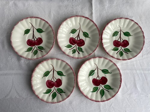 Vintage Blue Ridge Pottery Cherry Bounce 6” Plates Saucers Set of 5 | eBay