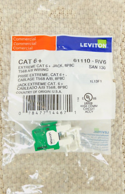 Leviton 61110-RV6 Cat6 Extreme Quickport Snap-in Connector Keystone Fit ...