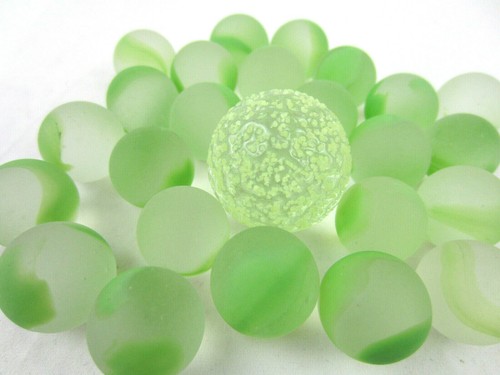 25 Glass Marbles MOON GLOW Green game pack vtg style Shooter Patch Mib ...