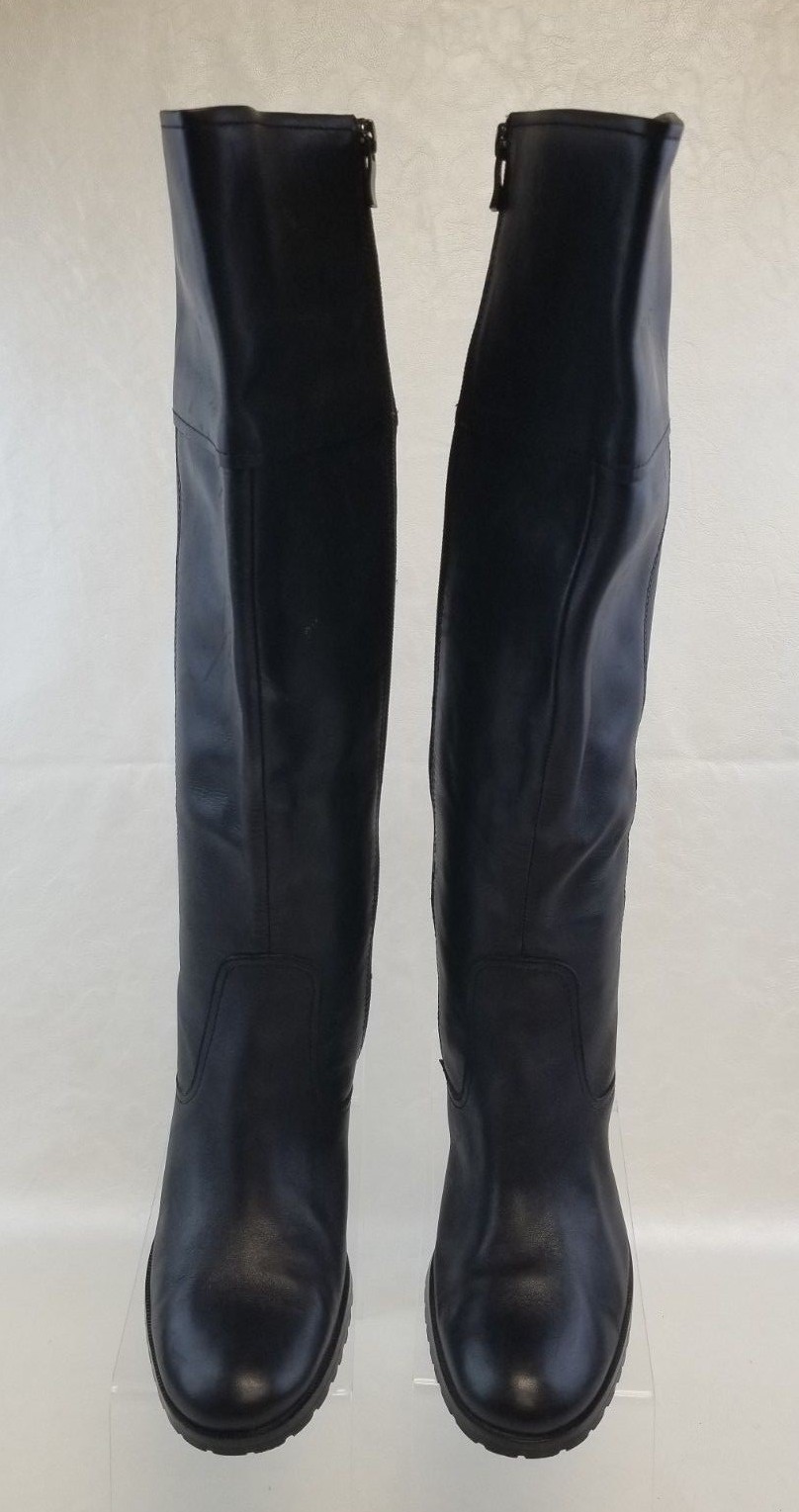 Ellen Tracy Lou Knee High Boots Black Leather Round T… - Gem