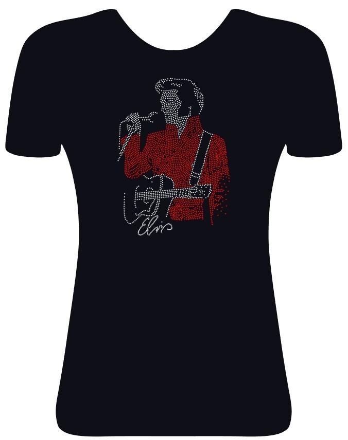 IRON ON - Large ELVIS PRESLEY Red Jacket 14" x 10" Rhinestone Transfer ...
