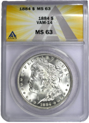 1884 ANACS MS 63 VAM-14A Far Date, Extra Forehead Curl Morgan Dollar | eBay
