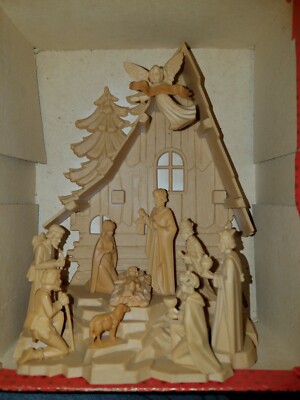 Vintage German Nativity Manger Krippenfiguren Crèche Holy Family Wise ...