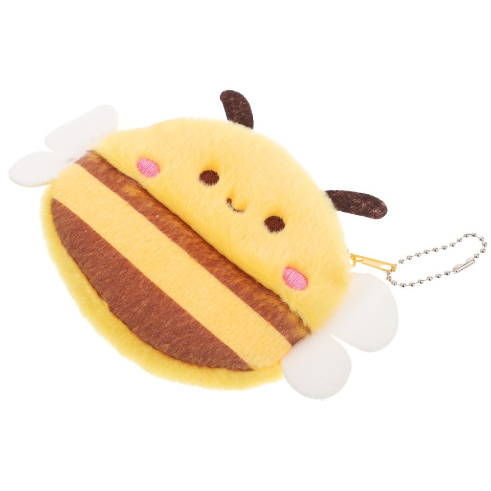 Cute Animal Keychain Wallet Soft Plush Coin Bag Storage Purse Bee ...