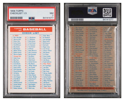 1956 TOPPS Checklist Ted Williams PSA 7 NM | eBay