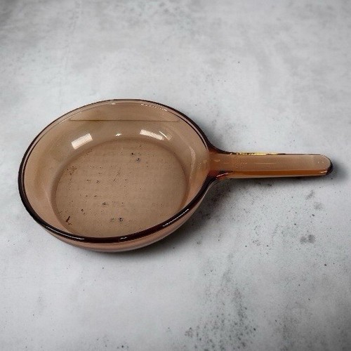 Vintage Vision Ware Amber 7” Skillet Fry Pan Waffle Bottom Corning Ware ...
