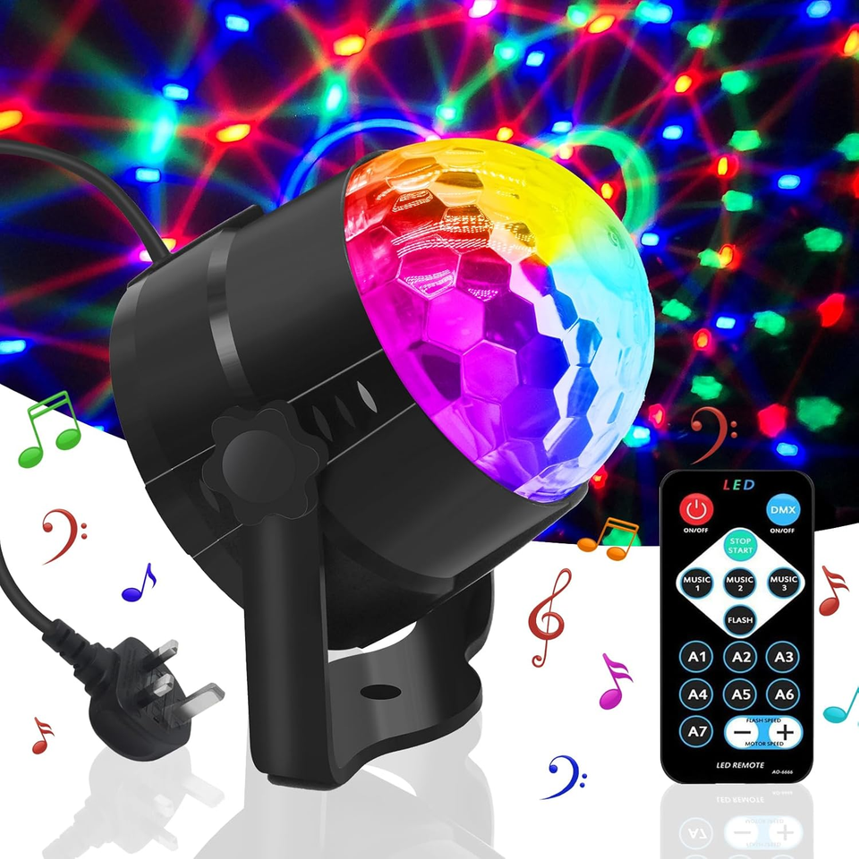 Disco Lights, Jsdoin 360°Rotation Sound Activated Disco Ball Lights ...
