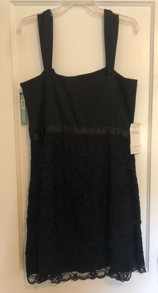 NWT $168 TAHARI SEXY BLACK LACE CLASSIC STRAPPY LBD COCKTAIL PARTY ...