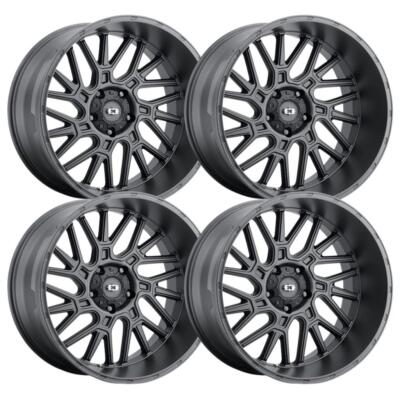 (Set-4) Vision 404 Brawl 20x12 6x5.5 6x139.7 -51mm Satin Black Wheels ...