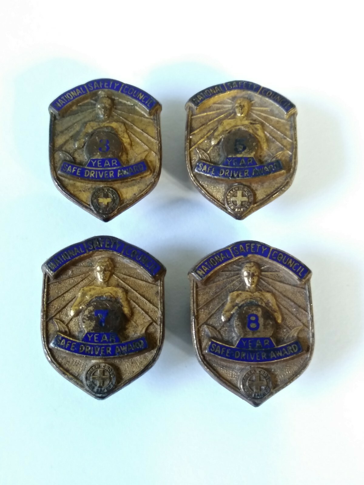 Lot 4 National Safety Council Safe Driver Award Badge Pins 3, 5, 7, 8 ...