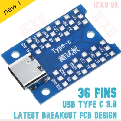 USB Type C Chassis Connector, Breakout PCB, Pin Out, Power TEST, USBC ...