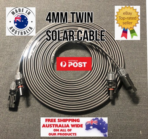 20m Solar Extension Cable 4mm Twin Core DC PV Plugs male / female ...