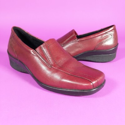 ECCO Light Womens Red Leather Loafer Slip On Comfort Shoes Size 5.5 Eur ...
