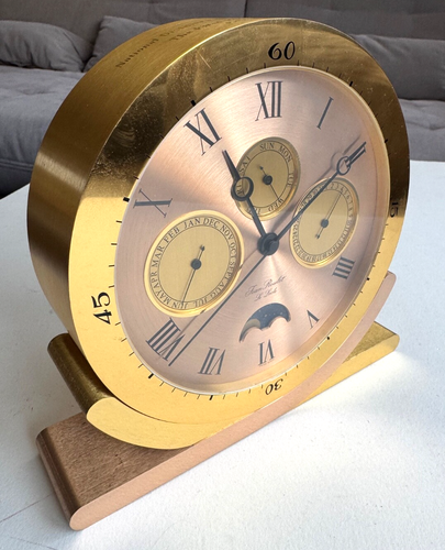 JEAN ROULET LE LOCLE Swiss Month Day Date and Rolling Moon Mantel Clock ...