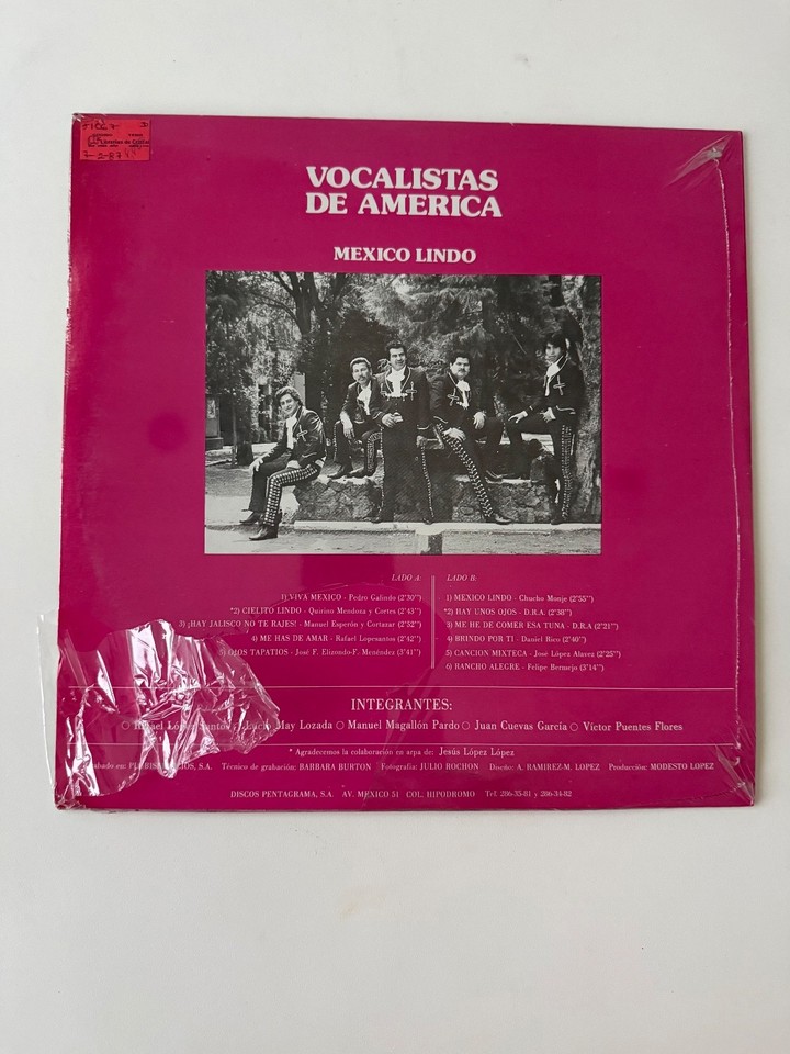 Vocalistas De America Mexico Lindo LP Disco Pentagrama NEW SEALED | eBay