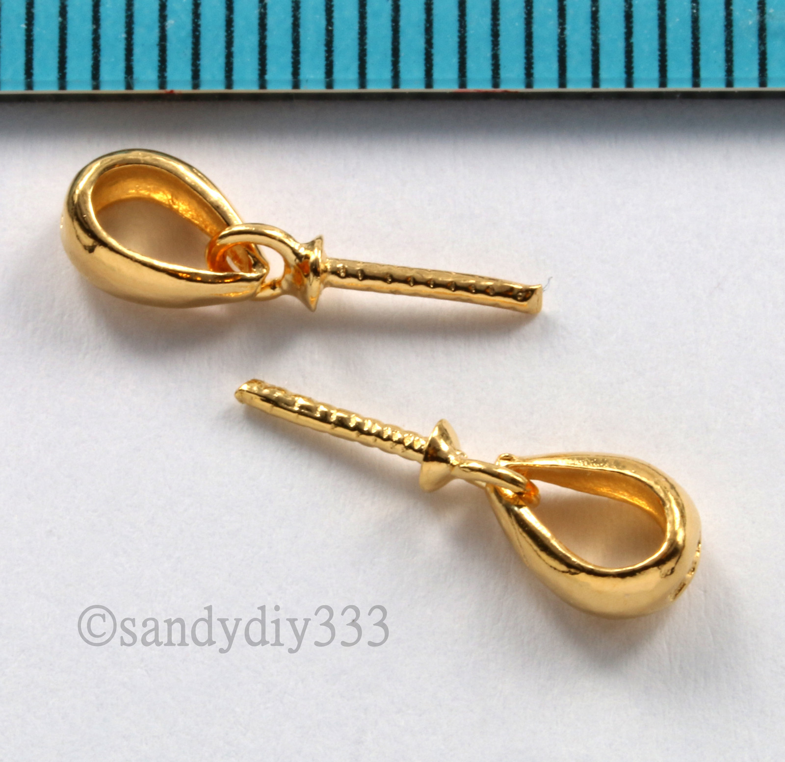 2x VERMEIL 18K GOLD plated STERLING SILVER PENDANT CLASP PEARL BAIL PIN G145 | eBay